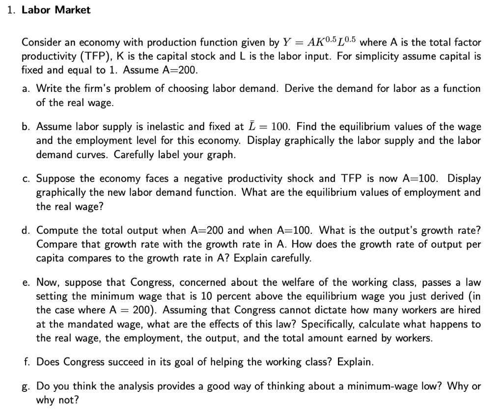 Consider an economy with production function given by | Chegg.com