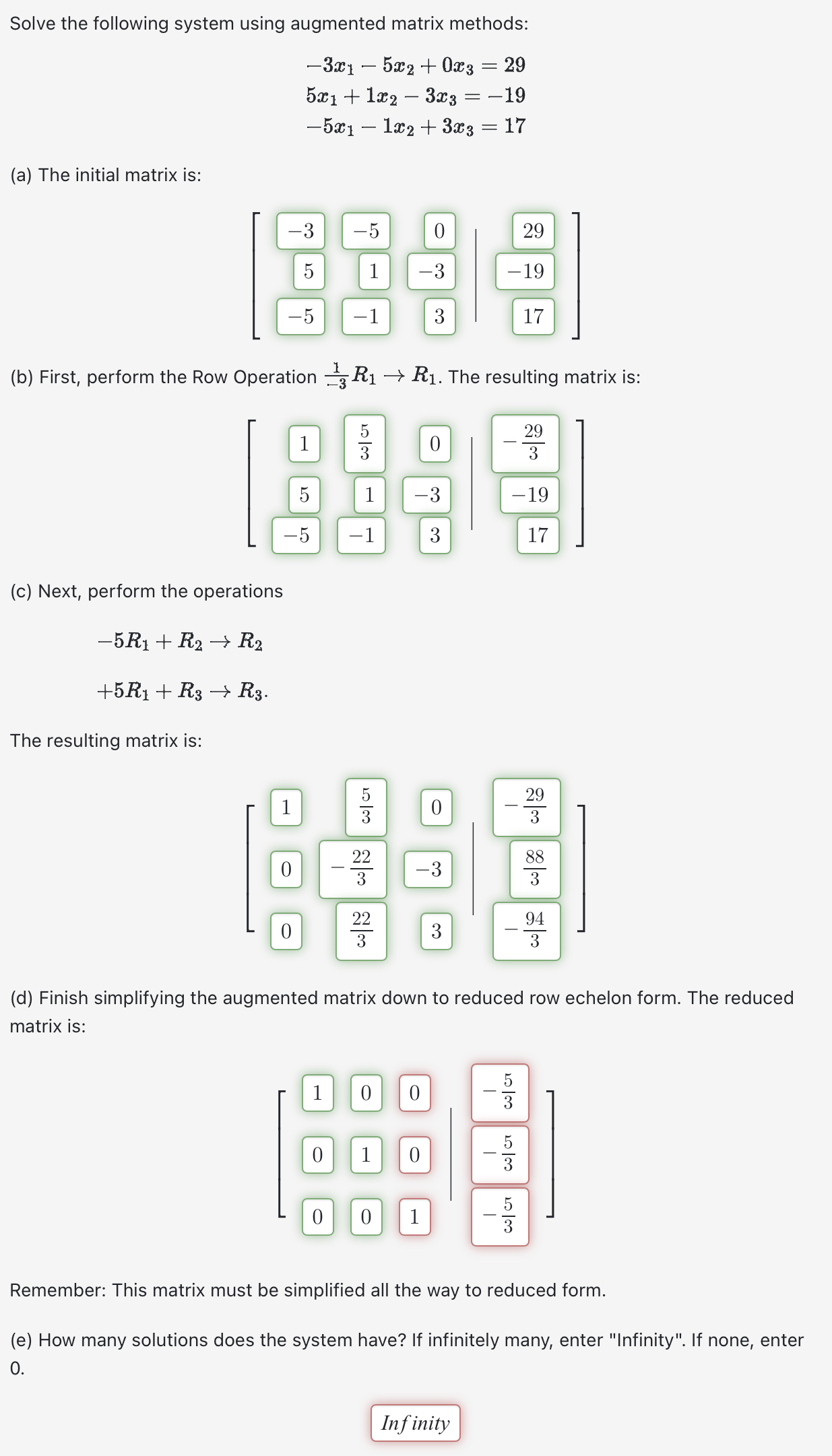 Solve the following system using augmented matrix | Chegg.com