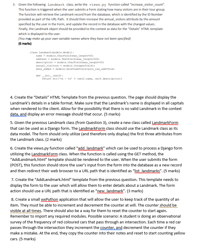 Django. All the questions should be done. Question 3 | Chegg.com