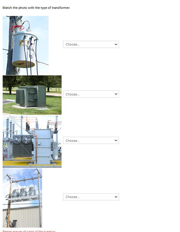 Solved Match the photo with the type of transformer. | Chegg.com