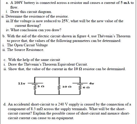 Solved a. A 100 V battery is connected across a resistor and | Chegg.com