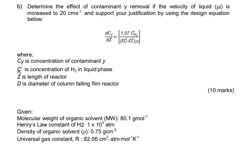Solved A certain amount of 1000ppm contaminant y must be | Chegg.com