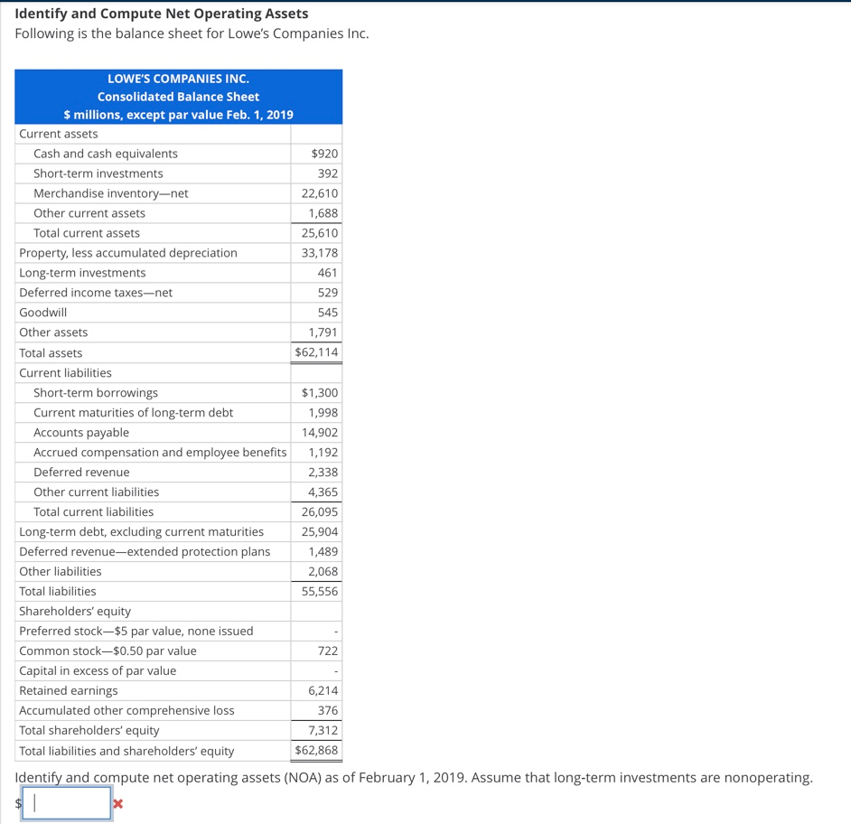 Solved Identify and Compute Net Operating Assets Following | Chegg.com