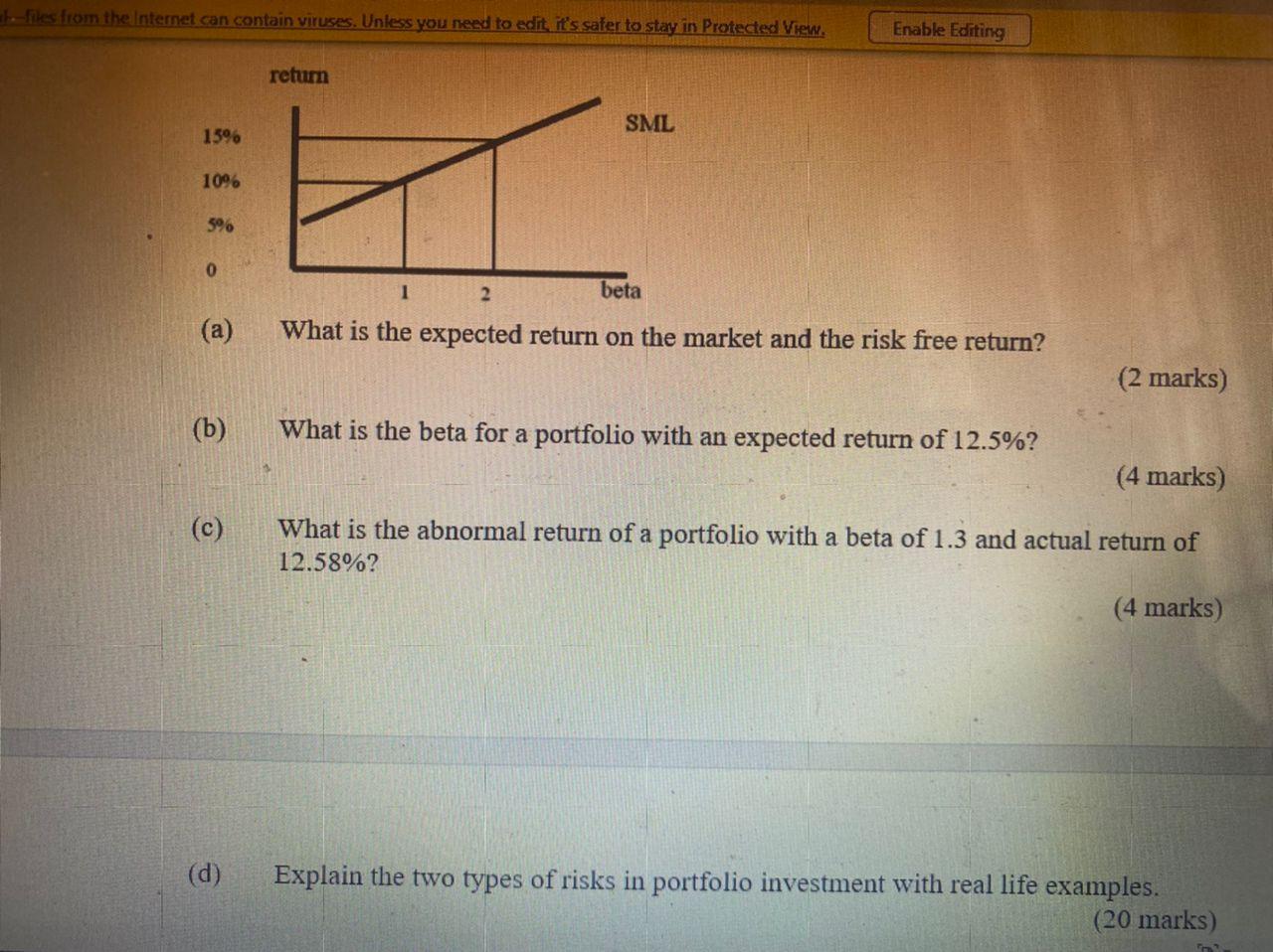 Solved (a) What is the expected return on the market and the | Chegg.com