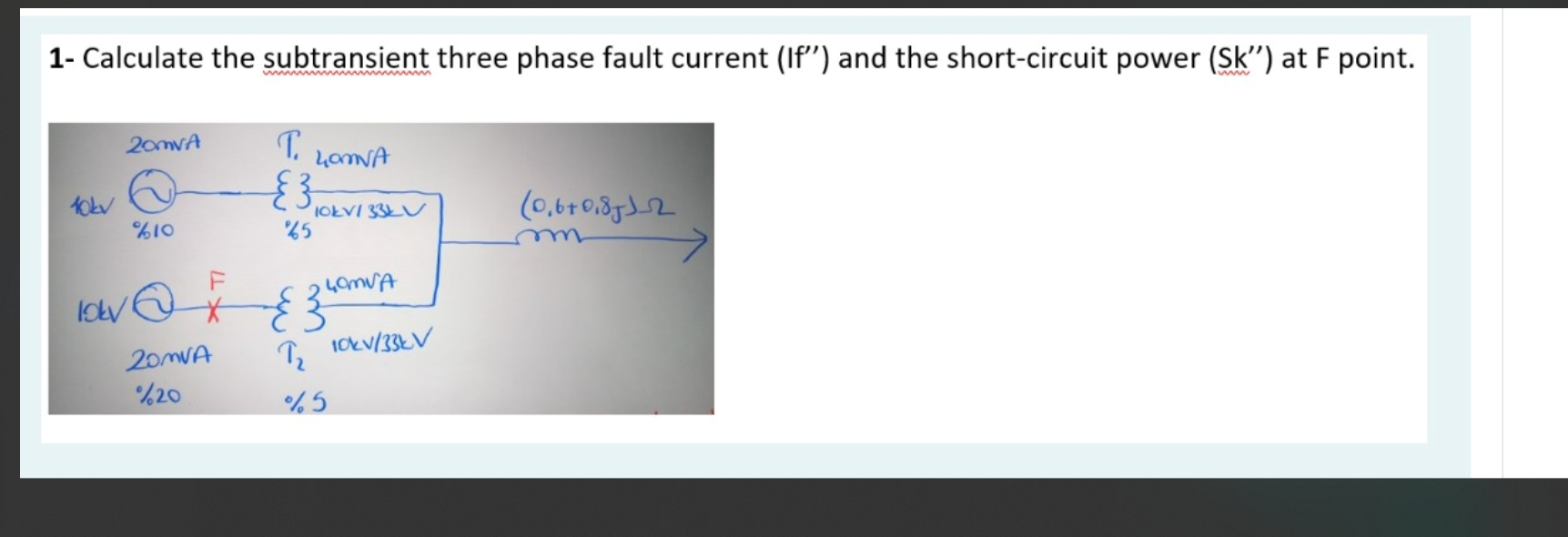 Solved 1- Calculate the subtransient three phase fault | Chegg.com