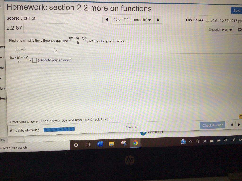 Solved Homework Section 2 2 More On Functions Save Score 0