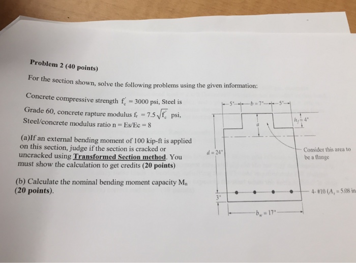 Solved Problem 2 (40 points) For the section shown, solve | Chegg.com
