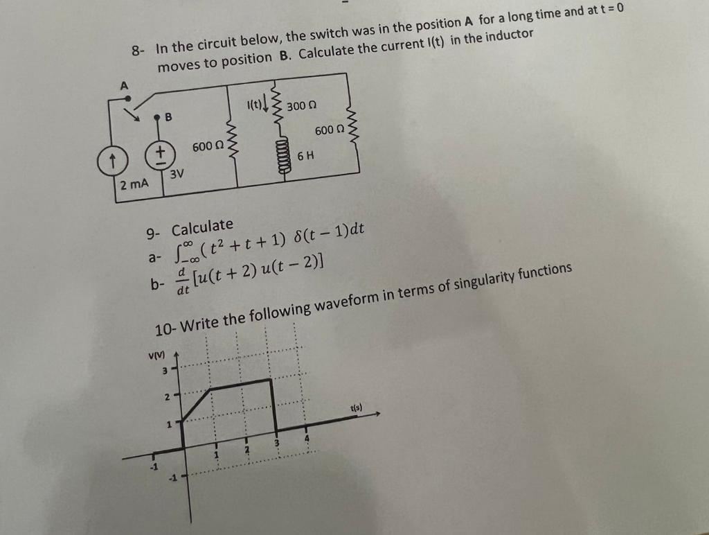 Solved 8 In The Circuit Below The Switch Was In The