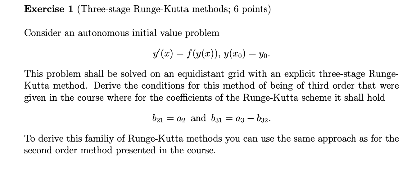 Solved Three Stage Runge Kutta Methods