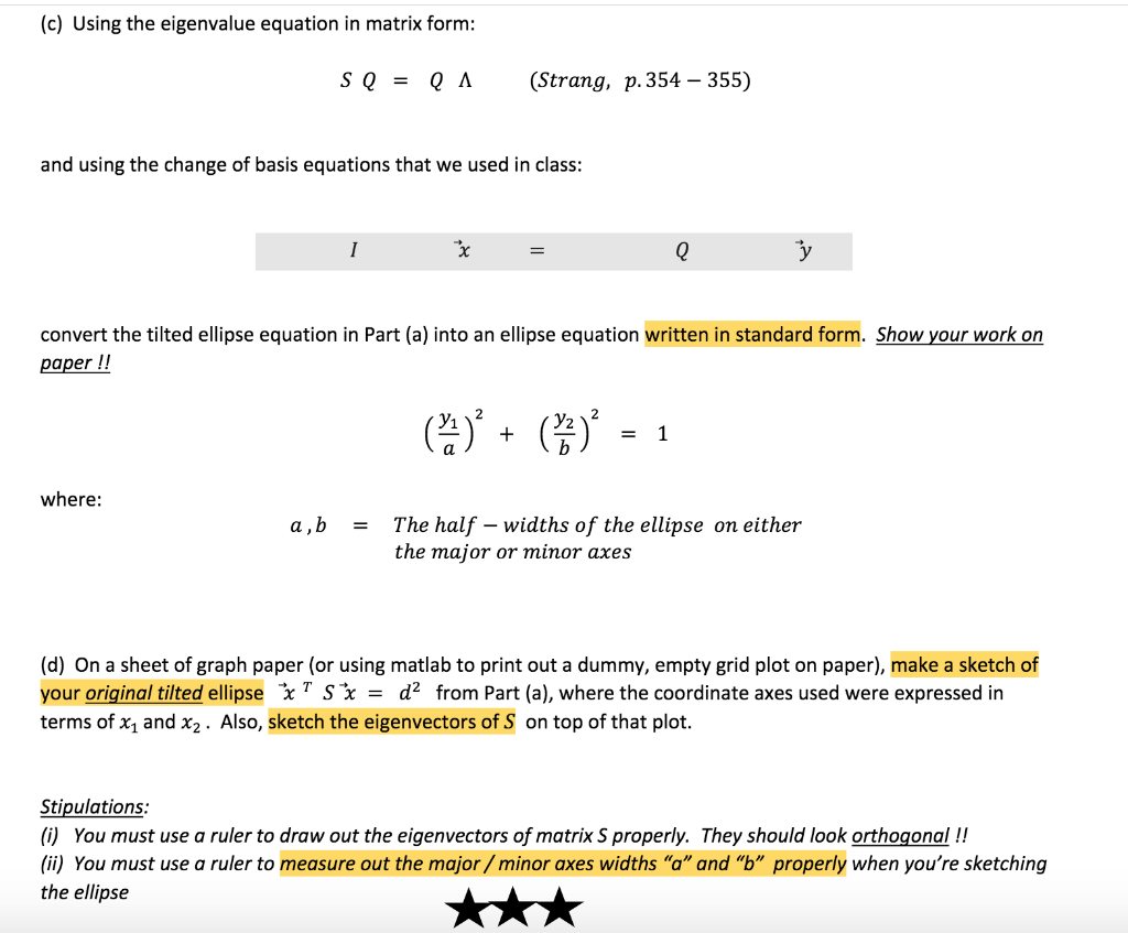 Problem 1 : Ellipses and positive definite matrices | Chegg.com