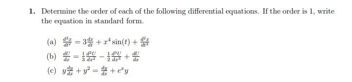 Solved 1. Determine the order of each of the following | Chegg.com