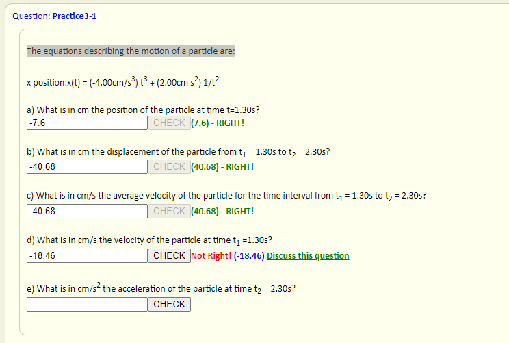 Solved The equations describing the motion of a particle | Chegg.com
