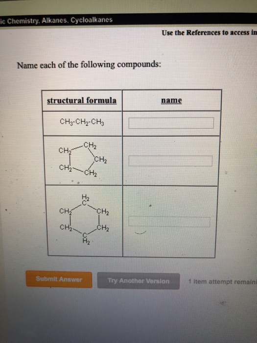 Solved ic Chemistry. Alkanes, Cycloalkanes Use the | Chegg.com