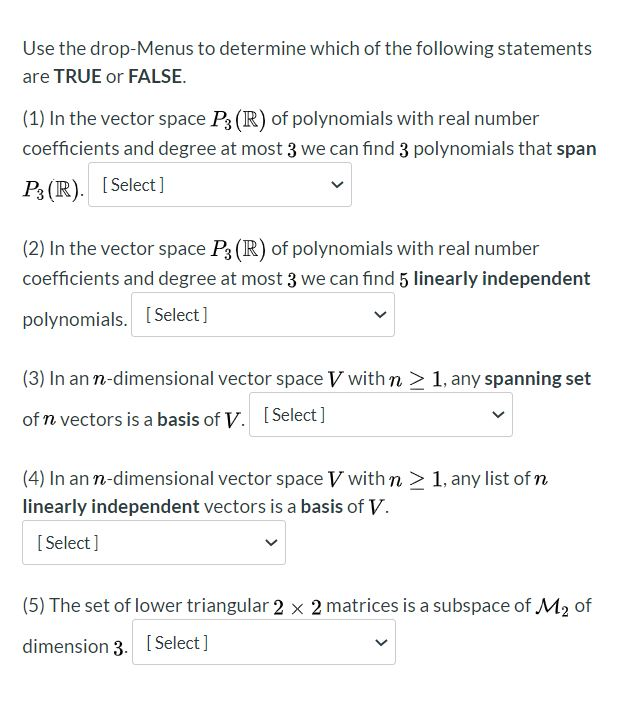 Solved (1) In the vector space P3(R)P3(R) of polynomials | Chegg.com