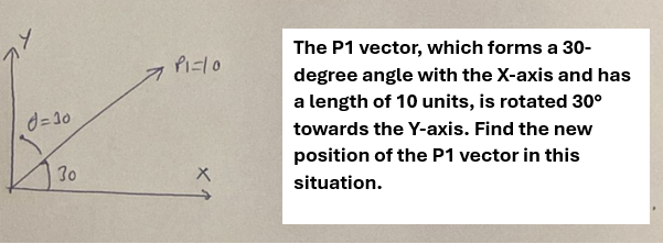 Solved The P1 ﻿vector, which forms a 30-degree angle with | Chegg.com