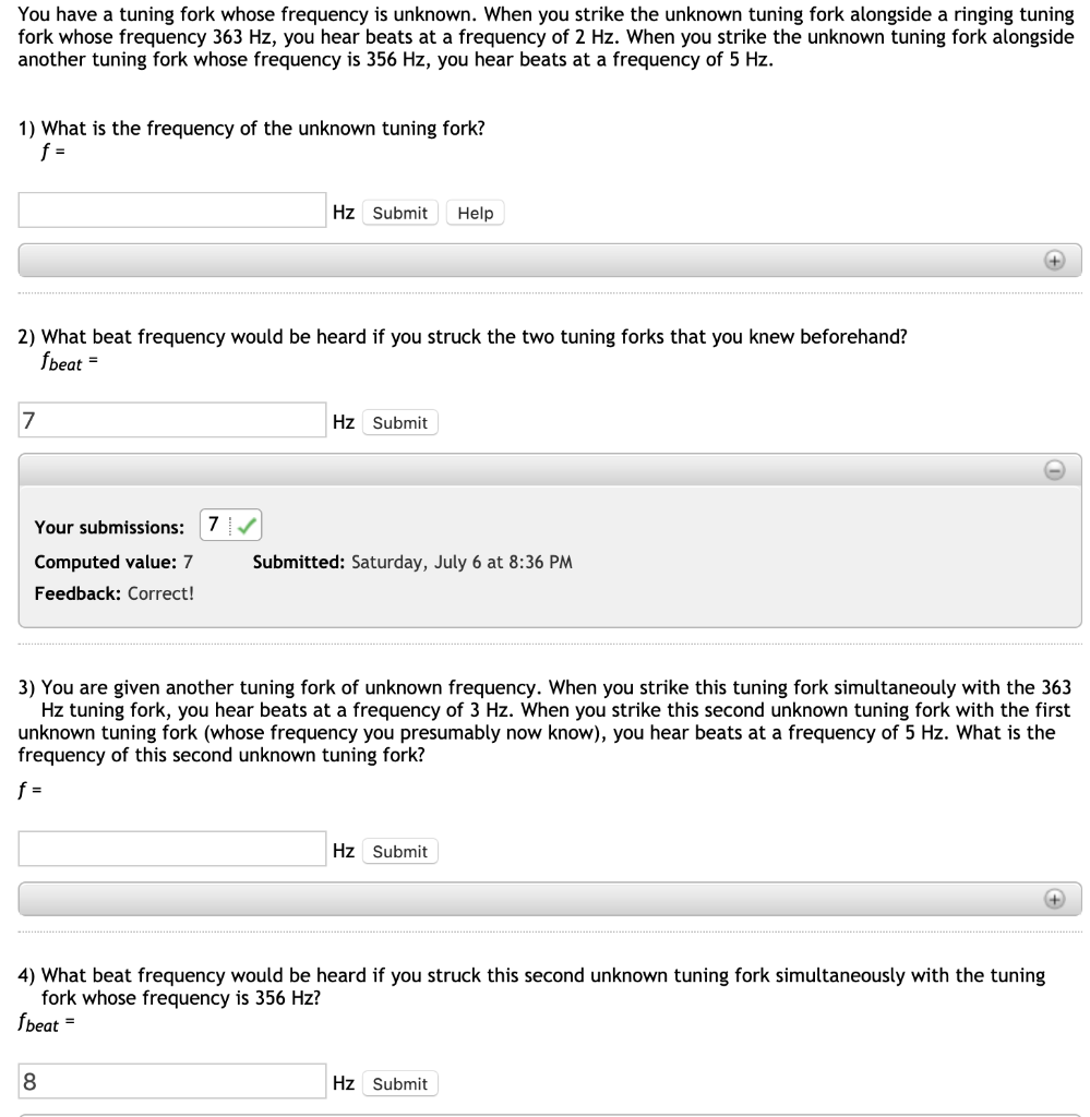 Solved You have a tuning fork whose frequency is unknown. | Chegg.com
