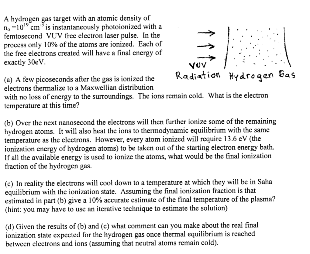 A hydrogen gas target with an atomic density of | Chegg.com