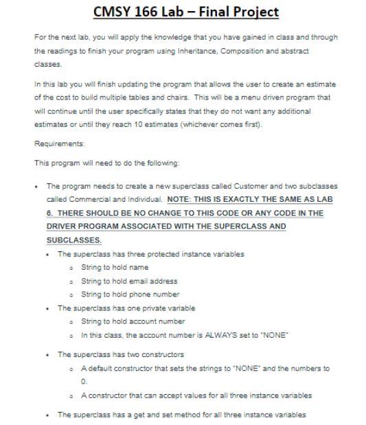 CMSY 166 Lab - Final Project For the next lab. you | Chegg.com