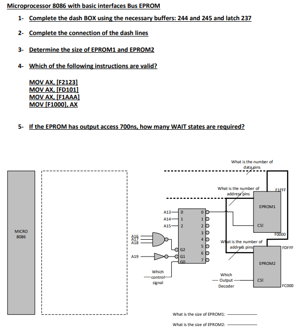 Solved Microprocessor 8086 with basic interfaces Bus EPROM | Chegg.com