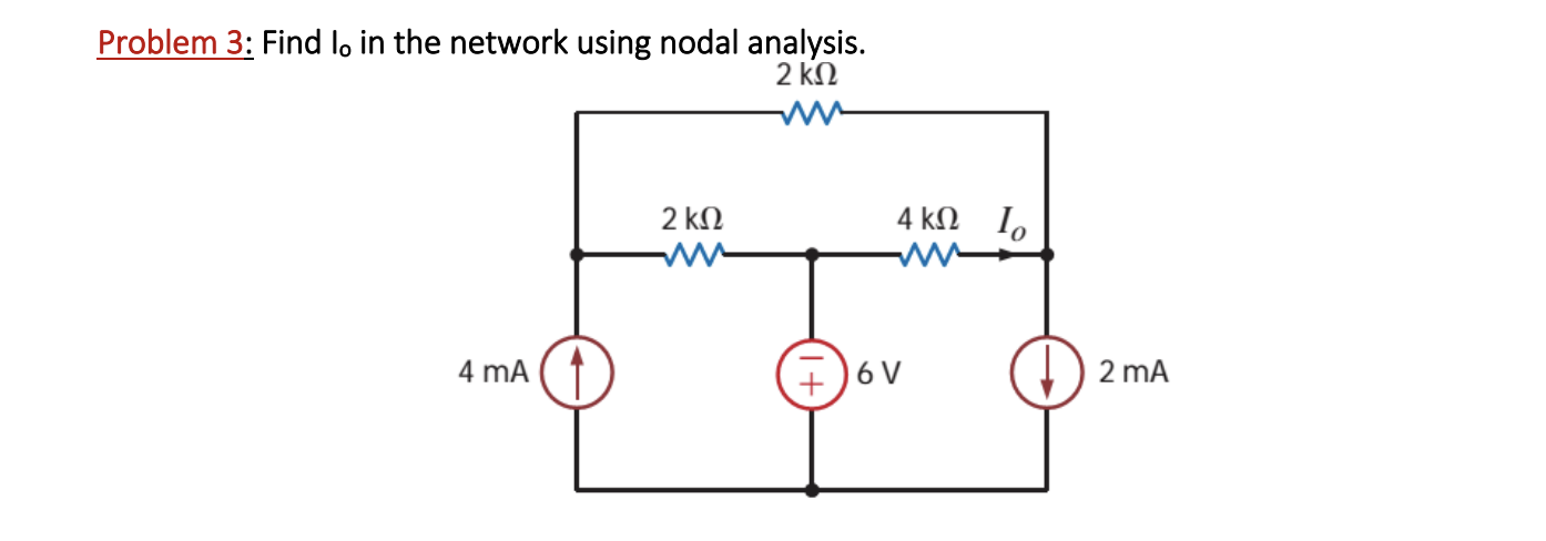 Solved Problem 3: Find Io in the network using nodal | Chegg.com