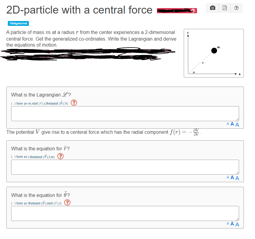 Solved 2D-particle with a central force A particle of mass m | Chegg.com