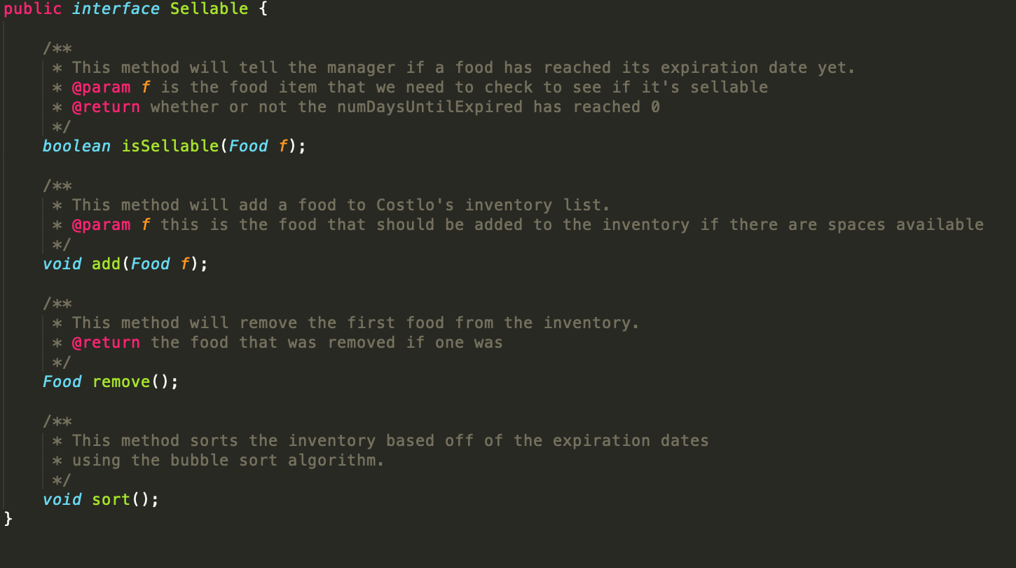 Costlo.java This class will implement the Sellable | Chegg.com