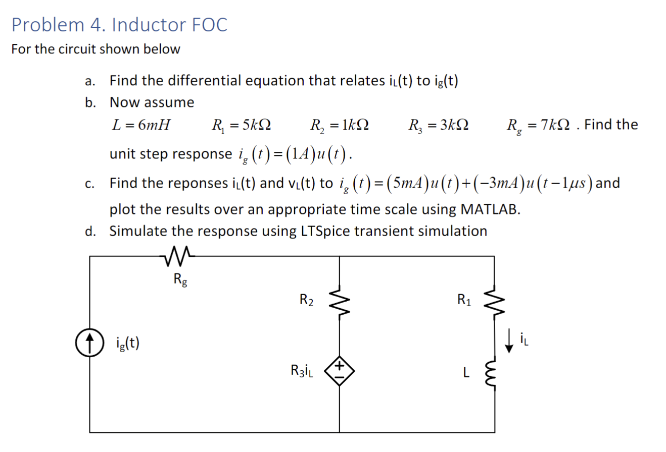Solved Problem 4. ﻿Inductor FOCFor the circuit shown belowa. | Chegg.com