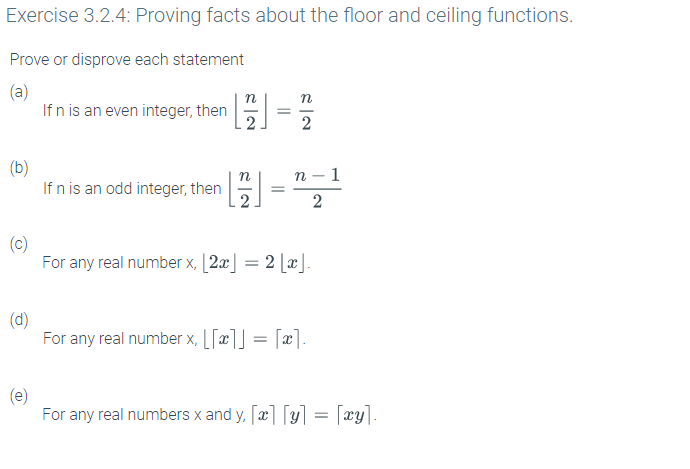 Solved Exercise 3.2.3: Floor and ceiling functions. Compute | Chegg.com