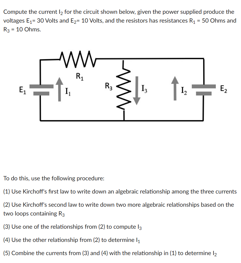 Compute the current I2 for the circuit shown below, | Chegg.com