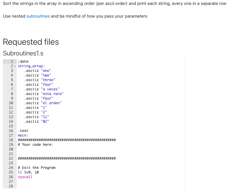 Solved Sort The Strings In The Array In Ascending Order Per 