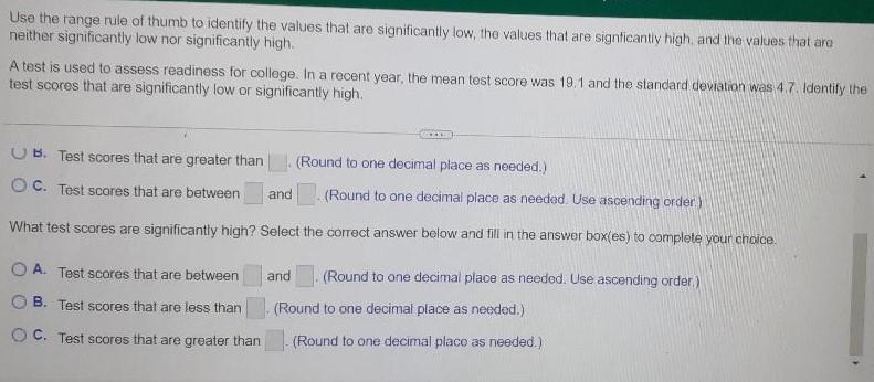 Solved Use the range rule of thumb to identify the values | Chegg.com