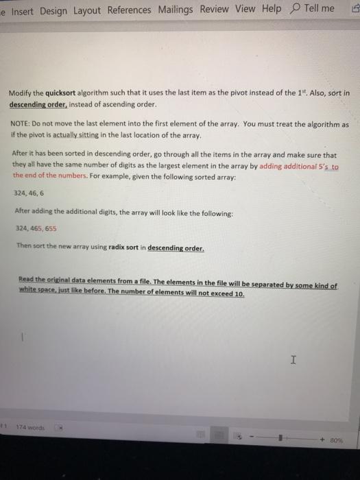 Solved e Insert Design Layout References Mailings Review | Chegg.com