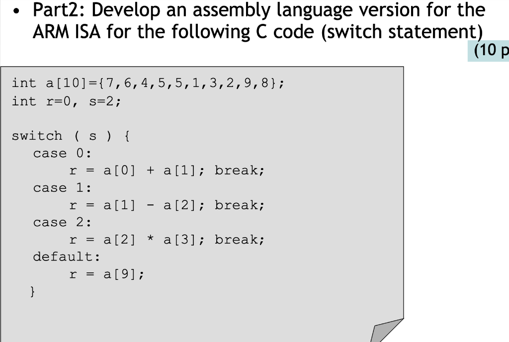 · Parti: Develop an assembly language version for the | Chegg.com