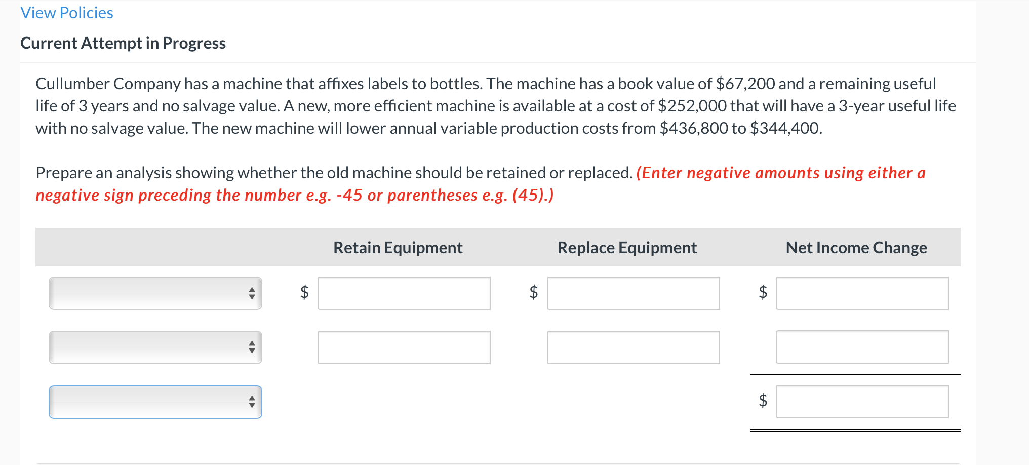 Solved View Policies Current Attempt in Progress Cullumber | Chegg.com