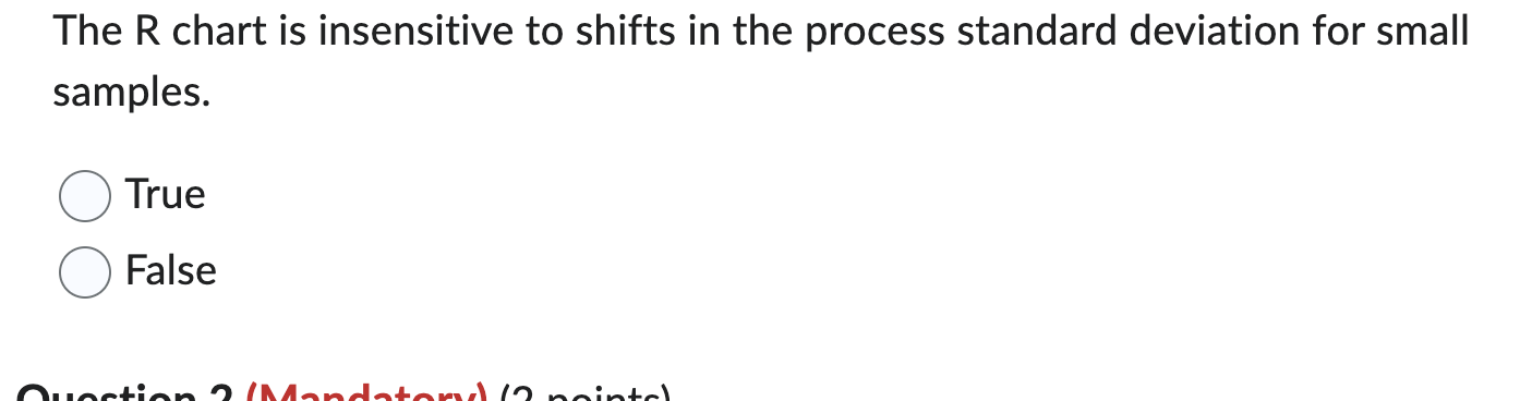 Solved The R chart is insensitive to shifts in the process | Chegg.com