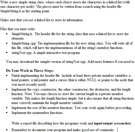 File Simplestringh Class Provided String A 