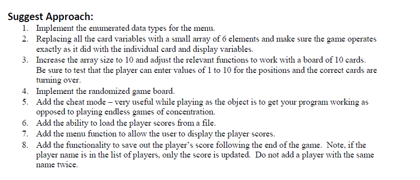 Solved How do I create a Concentration Game Using Functions, | Chegg.com