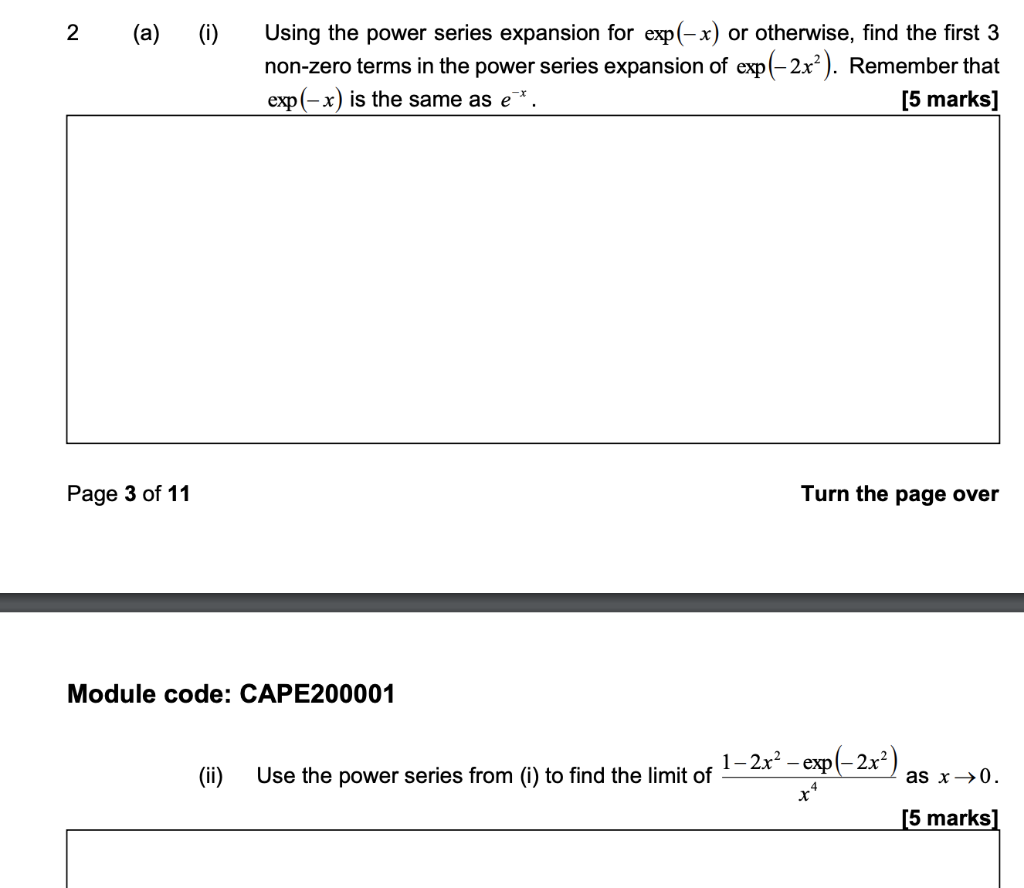 Solved 2 (a) (1) Using the power series expansion for exp(- | Chegg.com