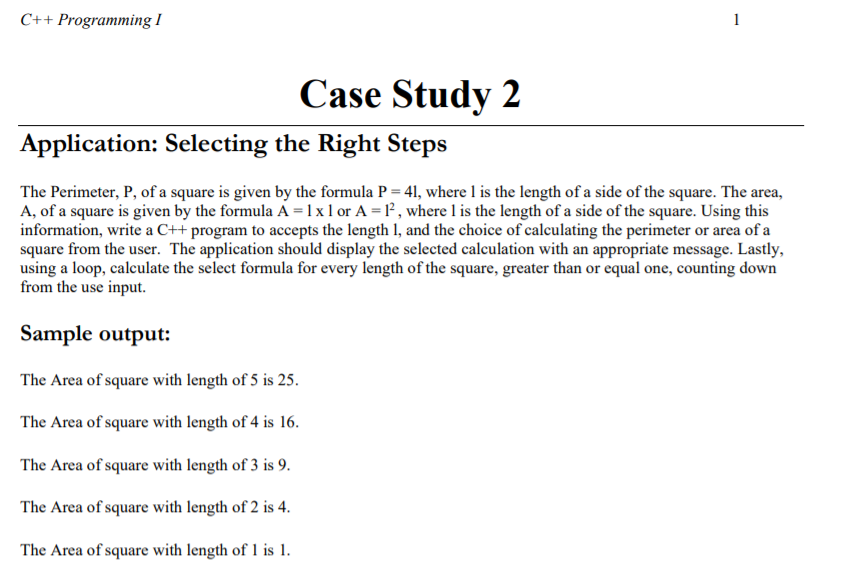Solved C++ Programming 1 1 Case Study 2 Application: | Chegg.com