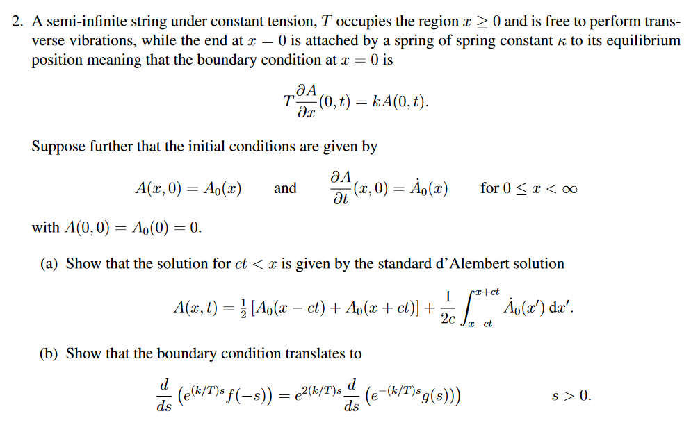 Solved 2. A semi-infinite string under constant tension, T | Chegg.com