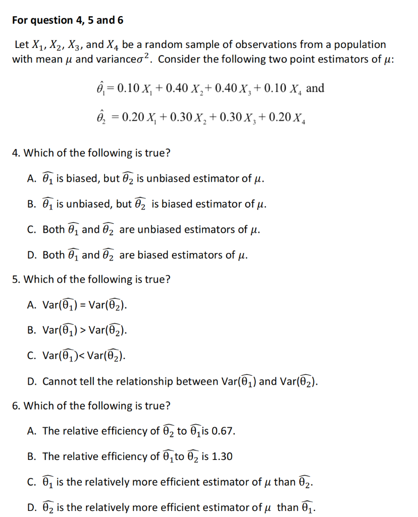 Let X1,X2,X3, and X4 be a random sample of | Chegg.com