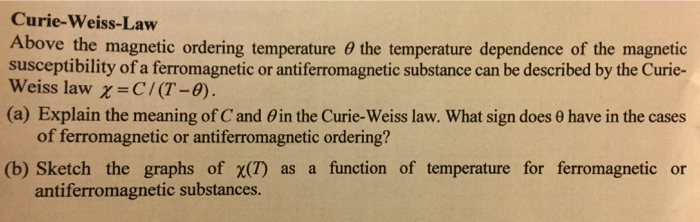 Solved Curie-Weiss-Law Above the magnetic ordering | Chegg.com