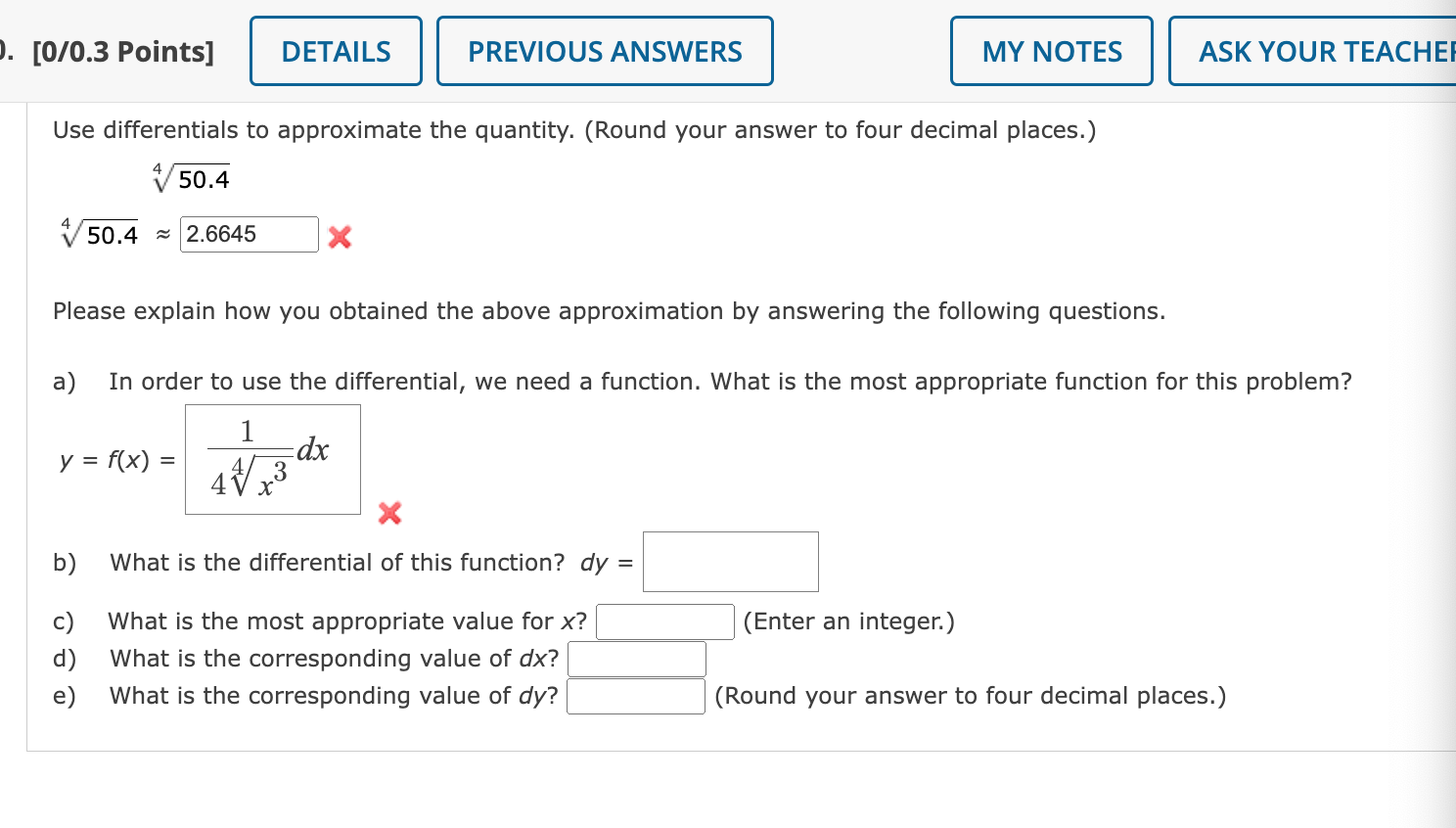 Solved Use differentials to approximate the quantity. (Round | Chegg.com