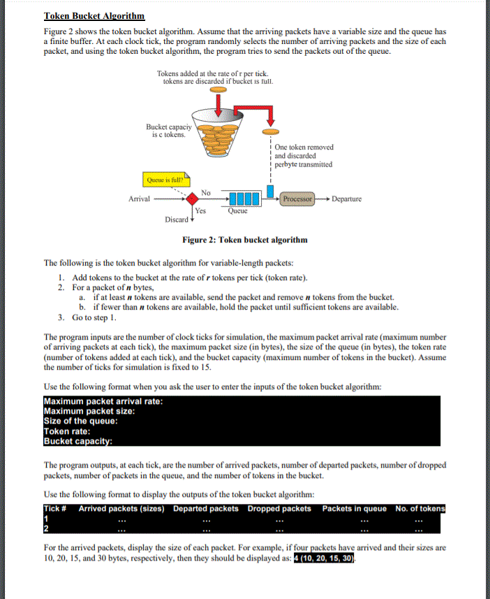 Solved Token Bucket Algorithm Figure 2 shows the token | Chegg.com