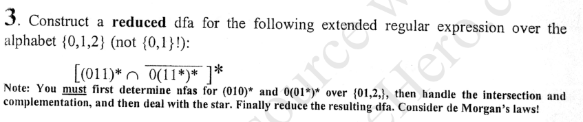 Solved 3. Construct a reduced dfa for the following extended | Chegg.com