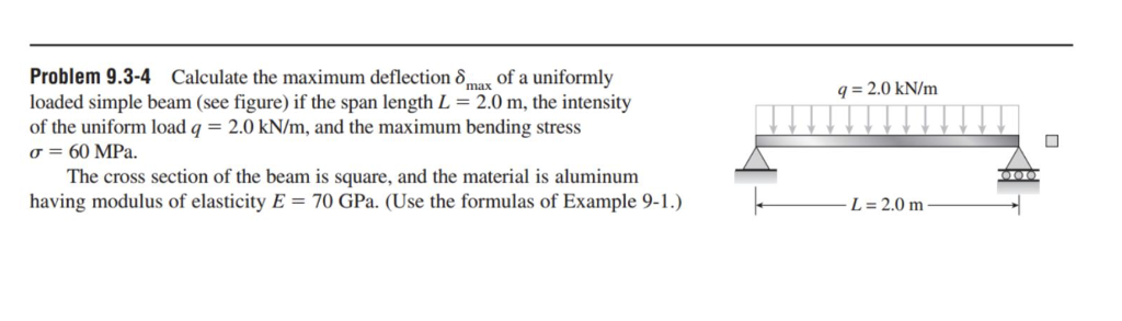 Solved Problem 9.3-4 Calculate the maximum deflection max of | Chegg.com
