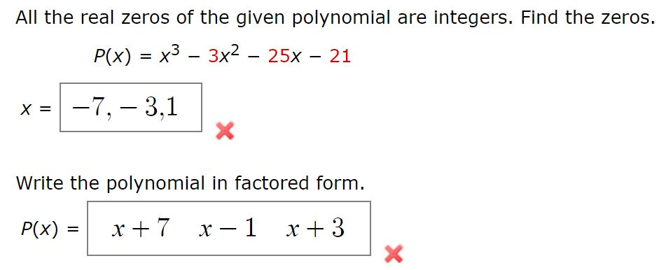 Solved All the real zeros of the given polynomial are | Chegg.com
