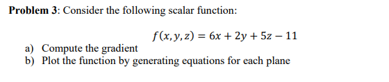 Solved Problem 3: Consider the following scalar function: | Chegg.com