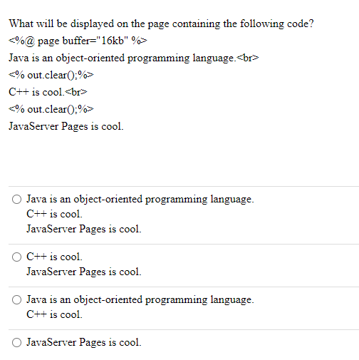 Solved What will be displayed on the page containing the | Chegg.com