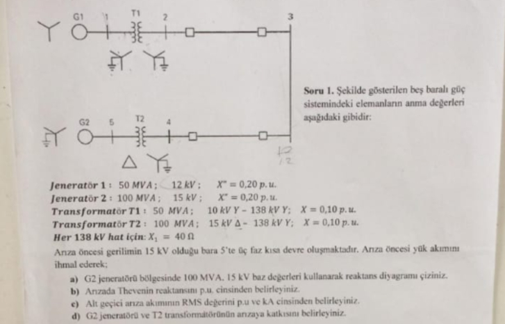 Generator 1: 50 ﻿MVA; 12 kVx1=0.20p.u.Generator 2: | Chegg.com